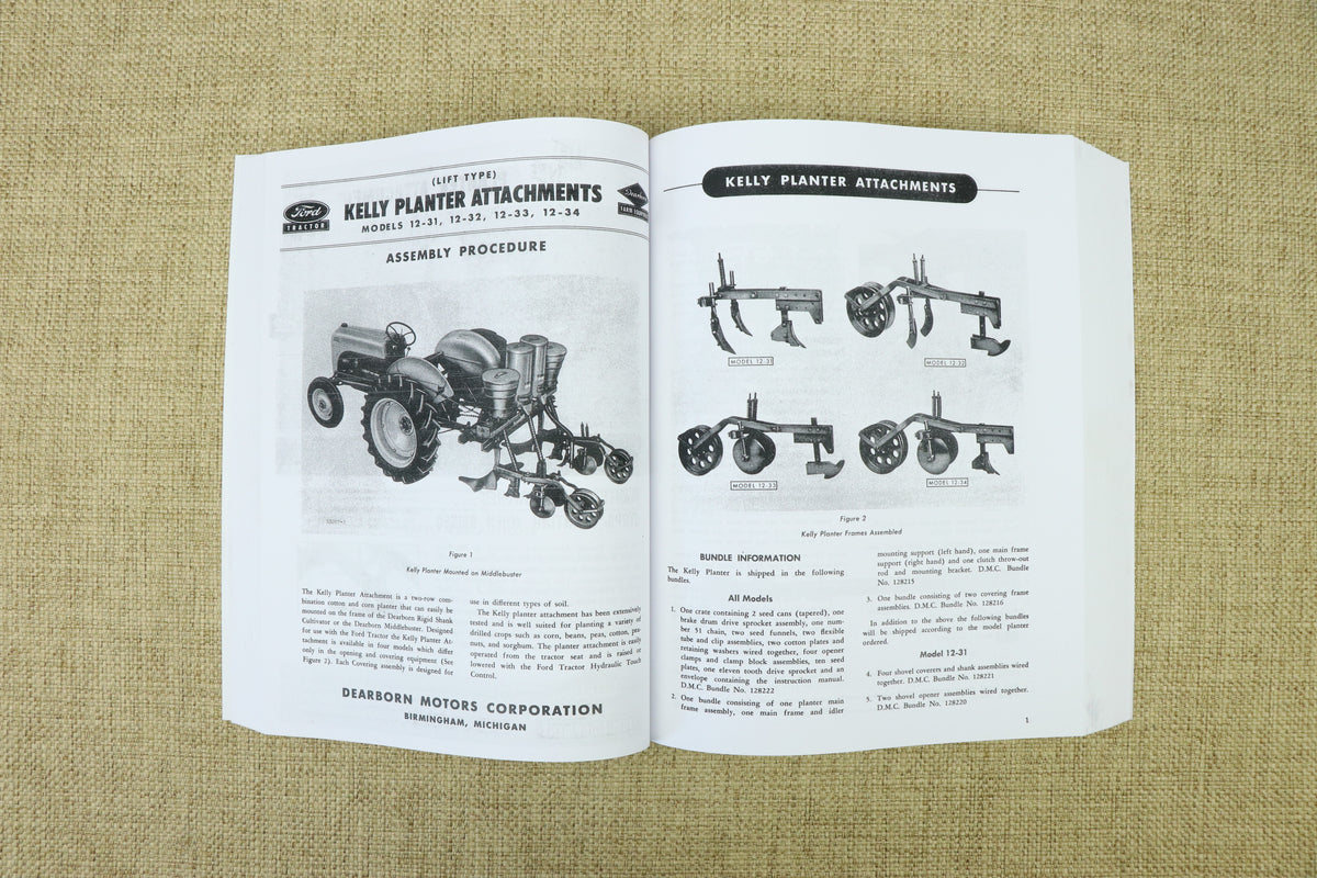 Ford Tractor Assembly and Operating Instructions for Common Implements ...