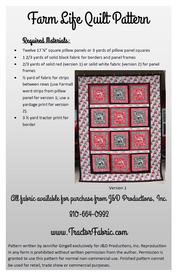 Farm Life Quilt Pattern – J&D Productions, Inc.
